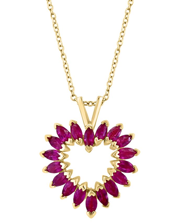 EFFY Collection EFFY® Ruby Marquise Heart 18" Pendant Necklace (1-5/8 ...