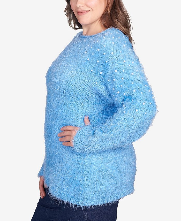 Ruby Rd. Plus Size Imitation Pearl Studded Metallic Eyelash Sweater ...