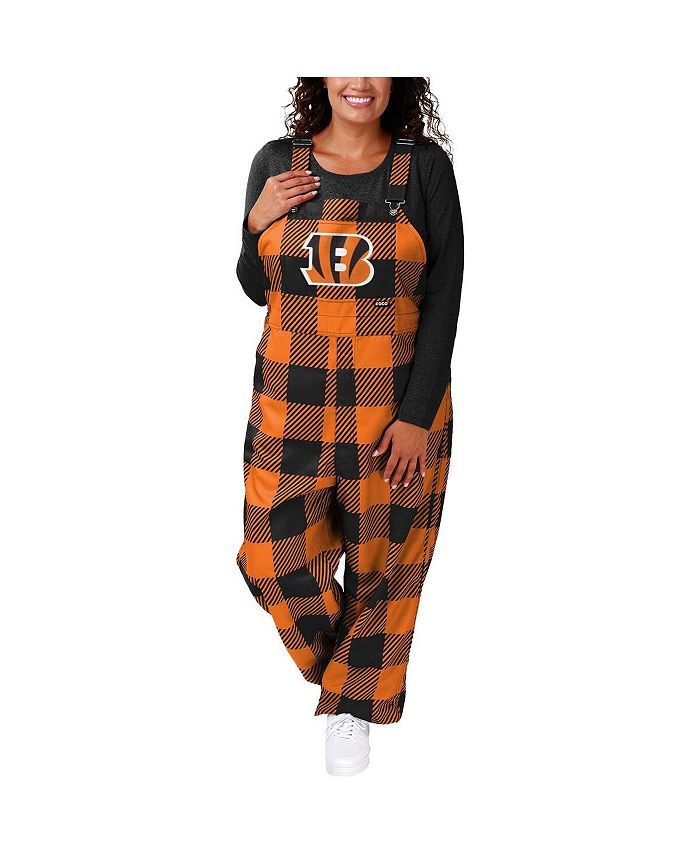 FOCO Women's Orange Cincinnati Bengals Big Logo Plaid Overalls - Macy's