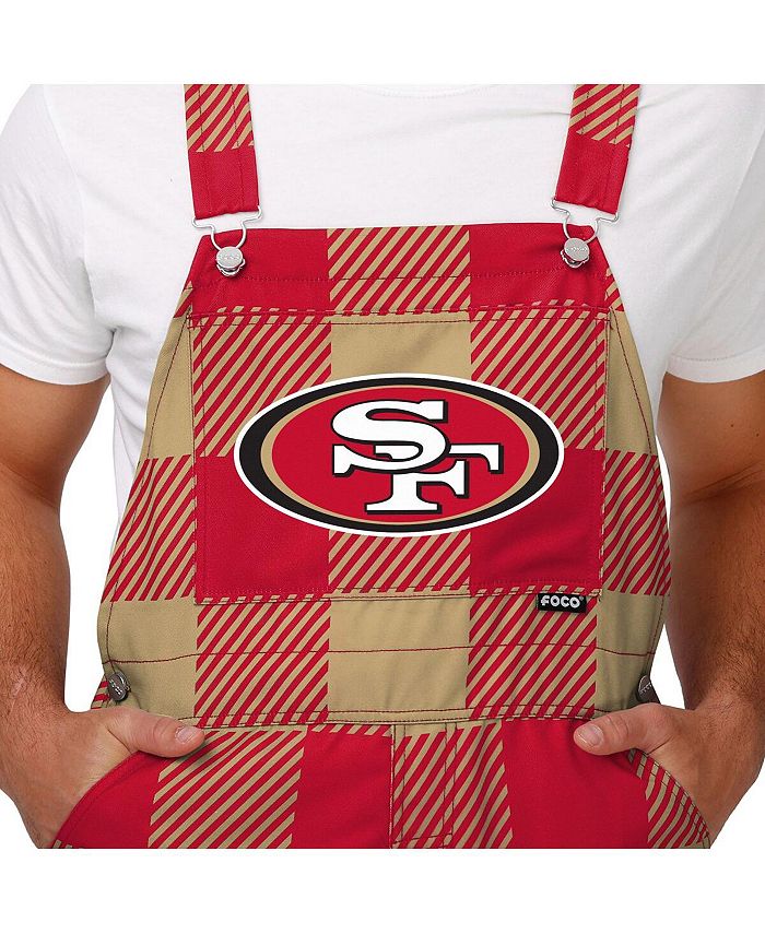 FOCO Men's Scarlet San Francisco 49ers Big Logo Plaid Overalls - Macy's