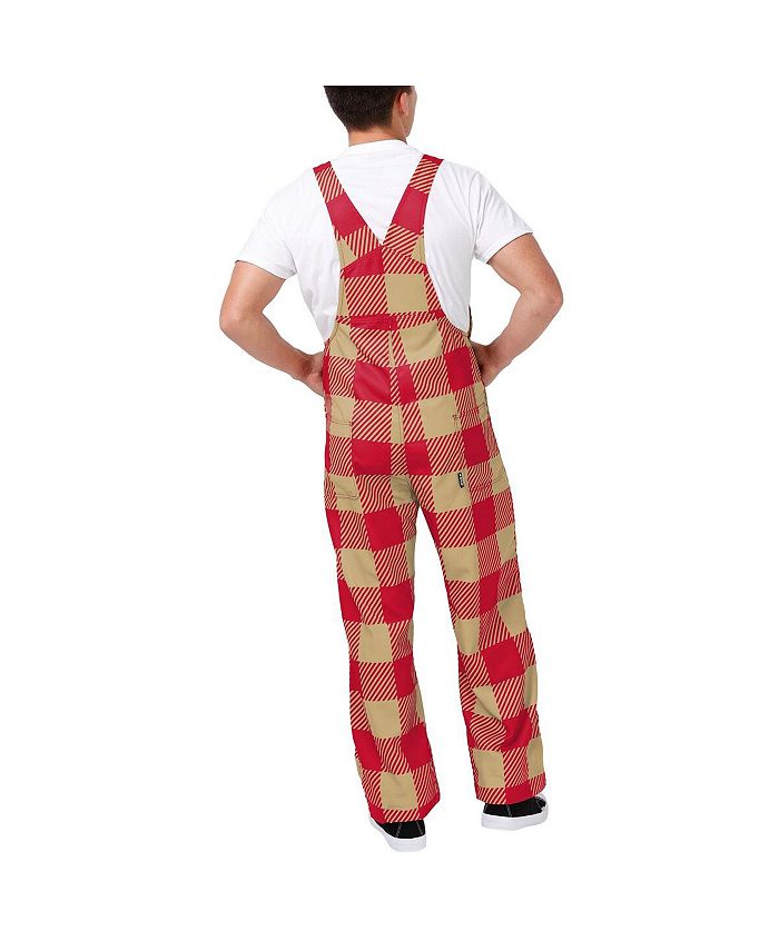 FOCO Men's Scarlet San Francisco 49ers Big Logo Plaid Overalls - Macy's
