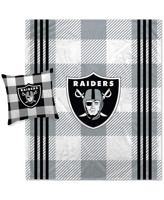 Pegasus Home Fashions Las Vegas Raiders Gray Plaid Stripes Blanket and ...