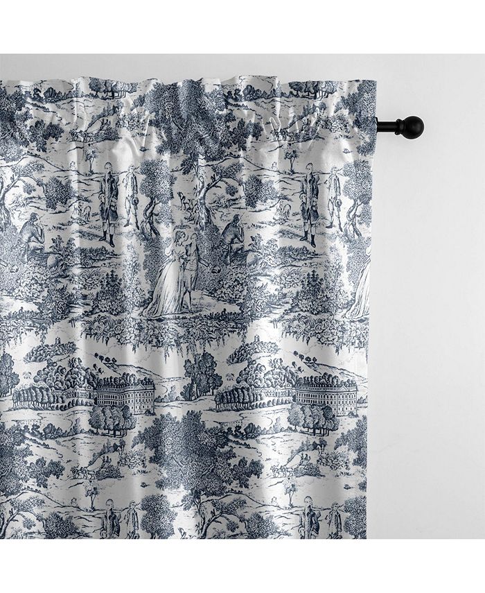 6ix Tailors Fine Linens Beau Toile Blue Pole Top Drapery Panel - Pair ...