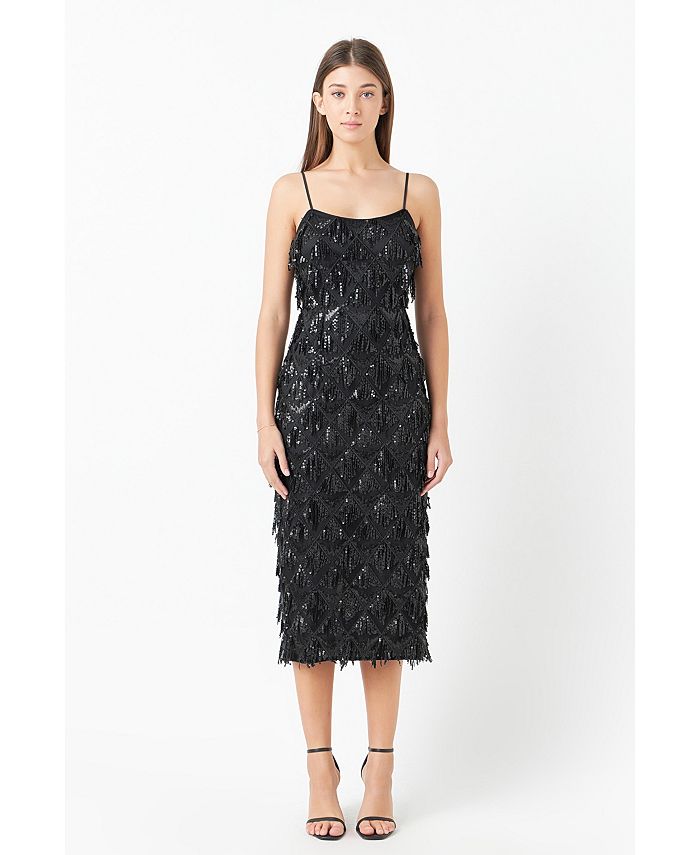 endless rose Women's Diagonal Sequins Slip Dress - Macy's
