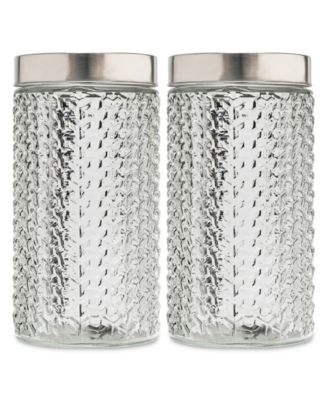 Style Setter Weave Round Set of 2 Large Glass Canisters with Lids 59 oz ...