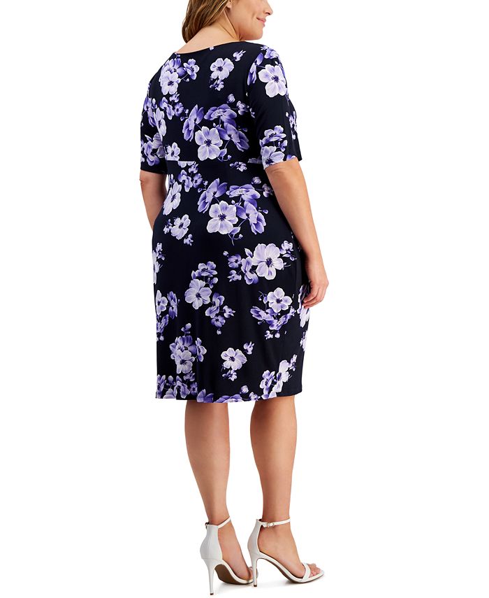 Connected Plus Size Floral Print Faux Wrap Dress Macys