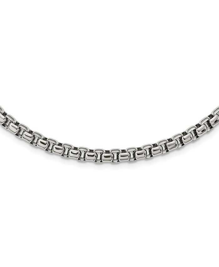 Chisel Stainless Steel Polished 24 inch Rounded Box Chain Necklace - Macy's