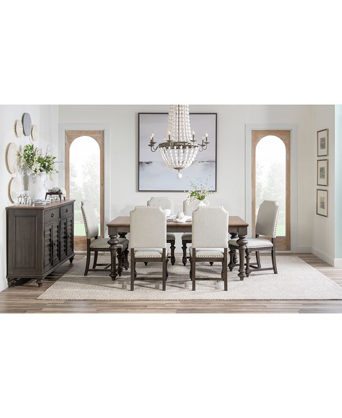 Furniture Mandeville 7pc Dining Set (Rectangular Table + 6 Upholstered ... Furniture Mandeville 7pc Dining Set (Rectangular Table + 6 Upholstered ...