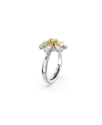 Swarovski Mixed Cuts, Flower, Yellow, Rhodium Plated Idyllia Cocktail ...