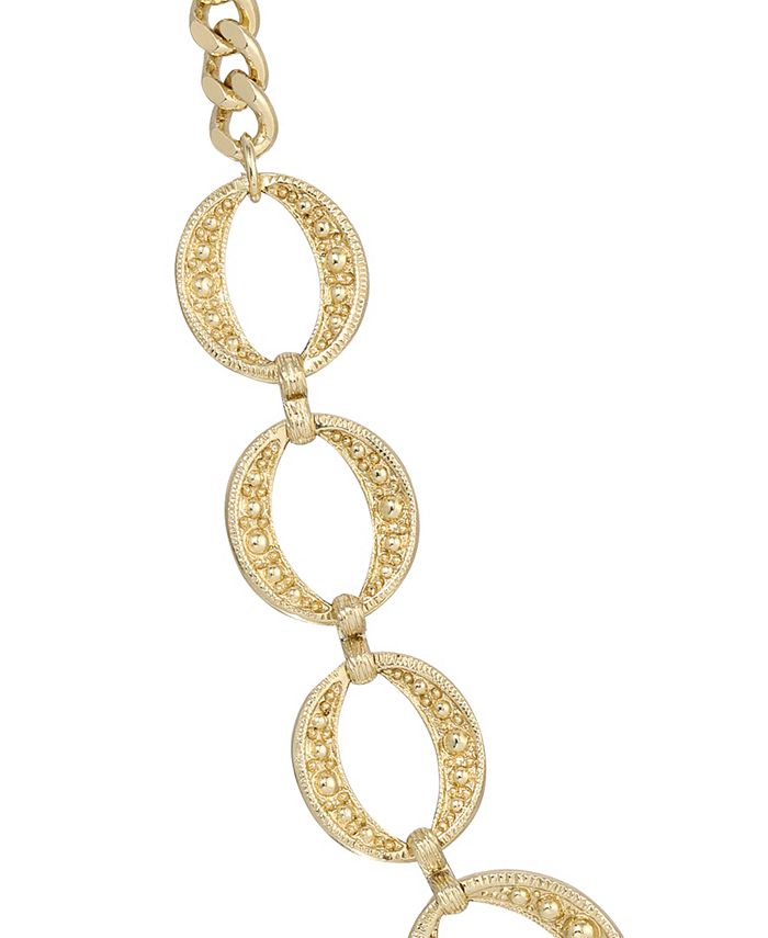 2028 Gold-Tone Circle Marcasite Texture Link Necklace - Macy's