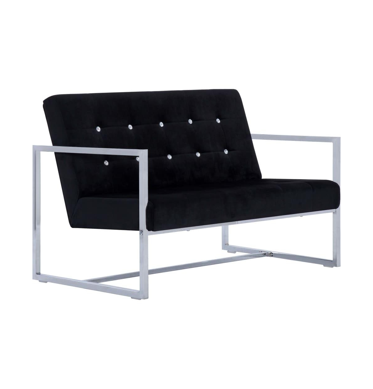 Click here for vidaXL 2-Seater Sofa with Armrests Black Chrome an... prices