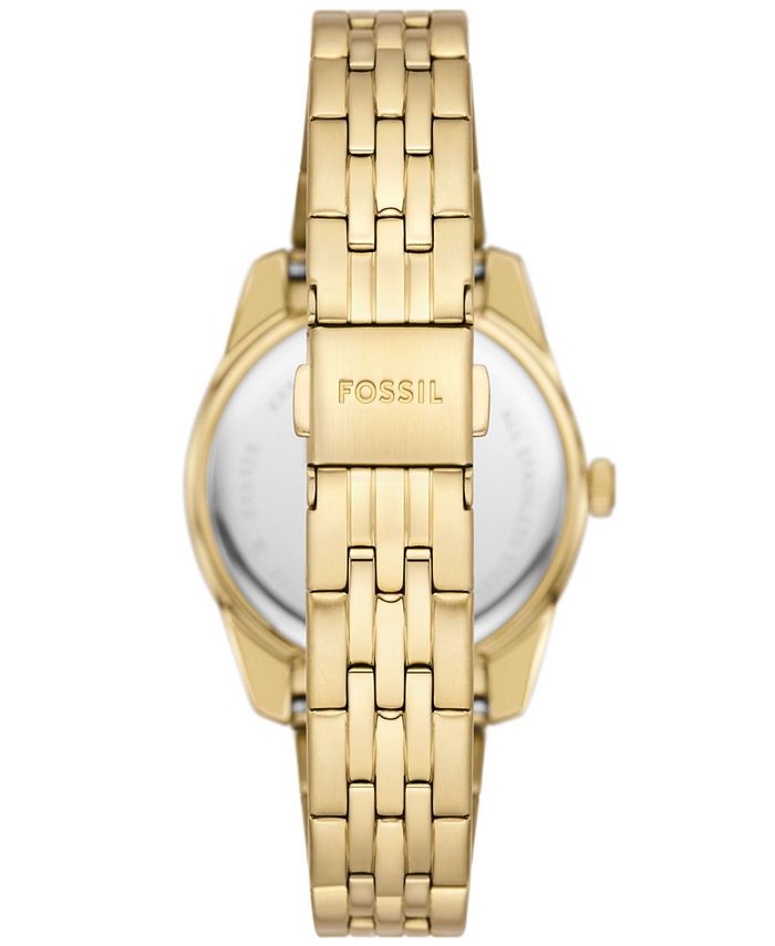 Fossil Women's Scarlette Three-Hand Date Gold-Tone Stainless Steel ...