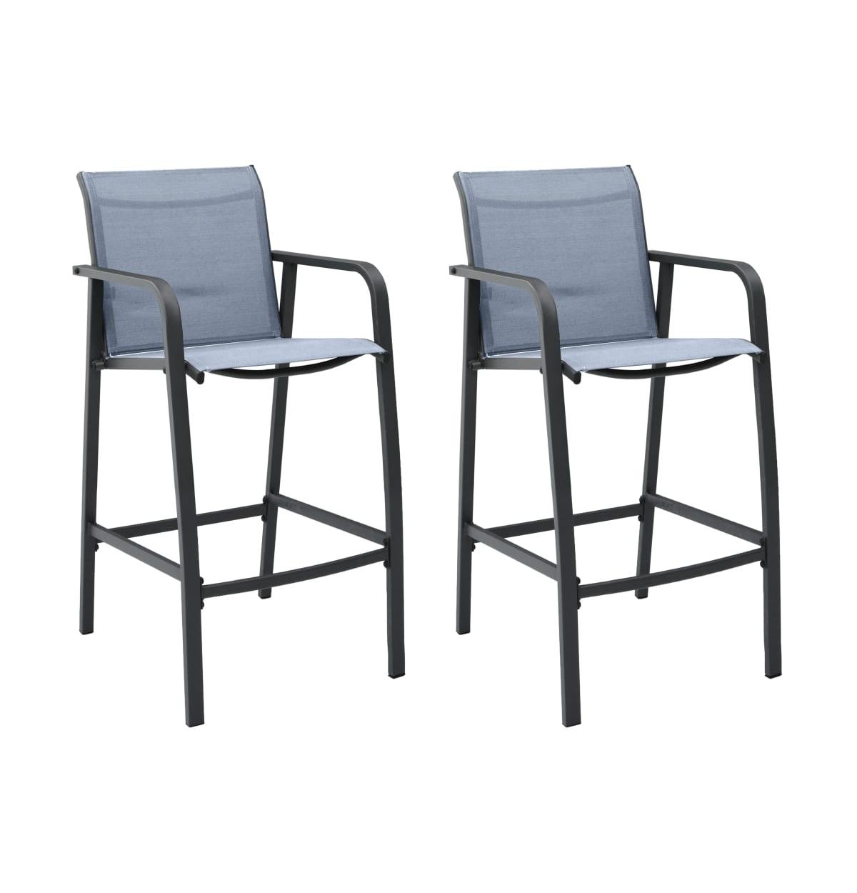 Click here for vidaXL Patio Bar Chairs 2 pcs Gray Textilene - Gre... prices