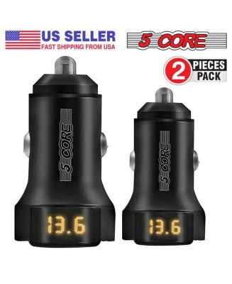 5 Core Car Charger Cigarette Lighter USB Charger Aluminum Alloy Dual ...