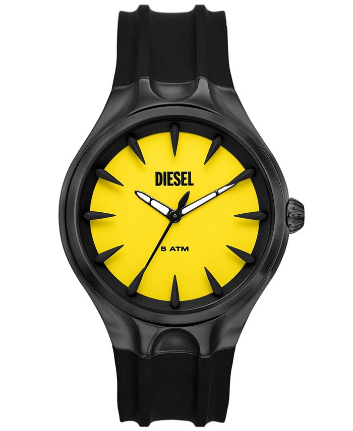 Diesel Men's Streamline Three Hand Black Silicone Watch 44mm - Macy's