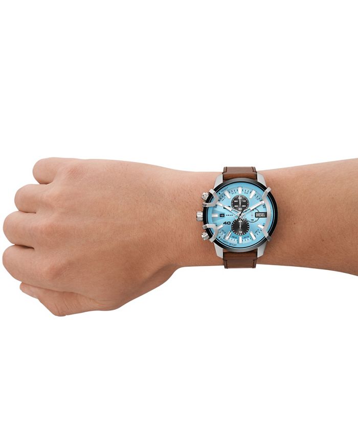 Diesel Men's Griffed Chronograph Brown Leather Watch 48mm - Macy's