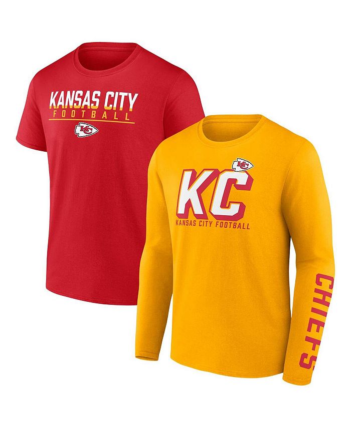 Fanatics Men's Gold, Red Kansas City Chiefs Two-Pack T-shirt Combo Set ...