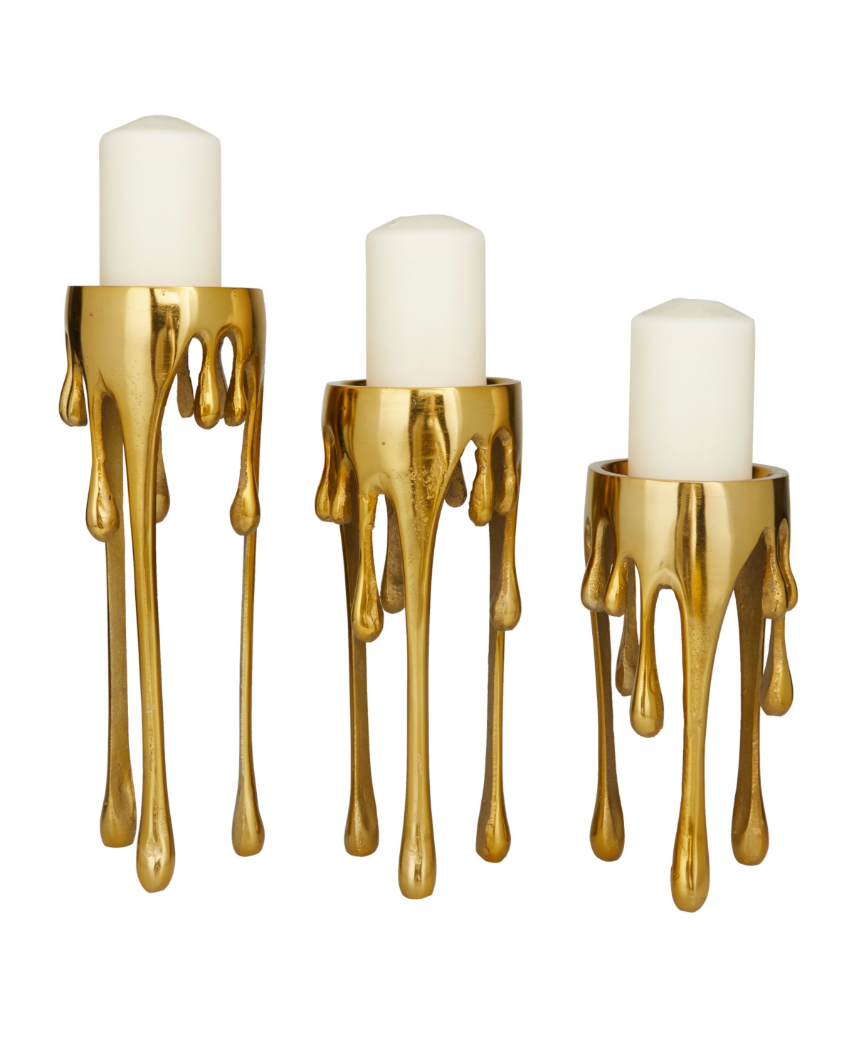 Click here for CosmoLiving Aluminum Abstract Pillar Drip Candle H... prices