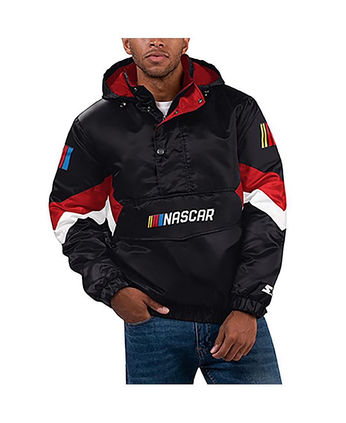 Starter Men's Black NASCAR Home Team Satin Half-Zip Hoodie Jacket - Macy's