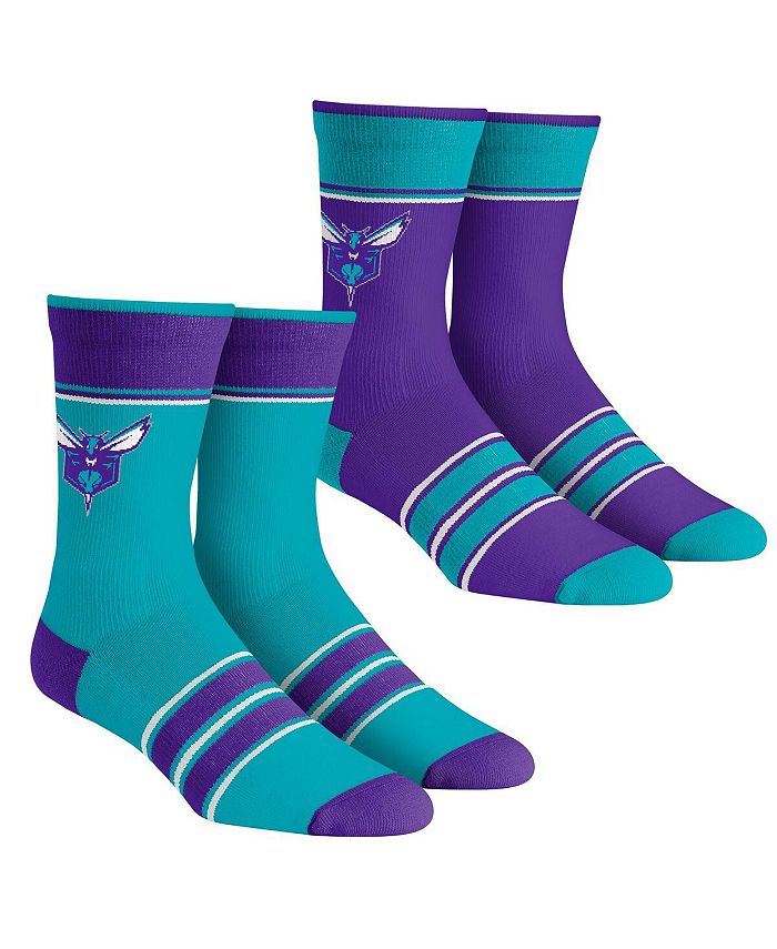Rock 'Em Men's and Women's Socks Charlotte Hornets Multi-Stripe 2-Pack ...