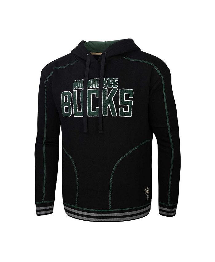 Stadium Essentials Men's Black Milwaukee Bucks Baseline Pullover Hoodie ...