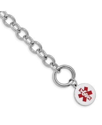 Sterling Silver Rhodium Engrave able Enamel Disc Medical ID Bracelet ...