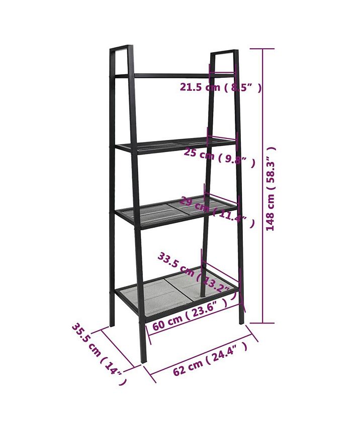 vidaXL Ladder Bookcase 4 Tiers Metal Anthracite - Macy's