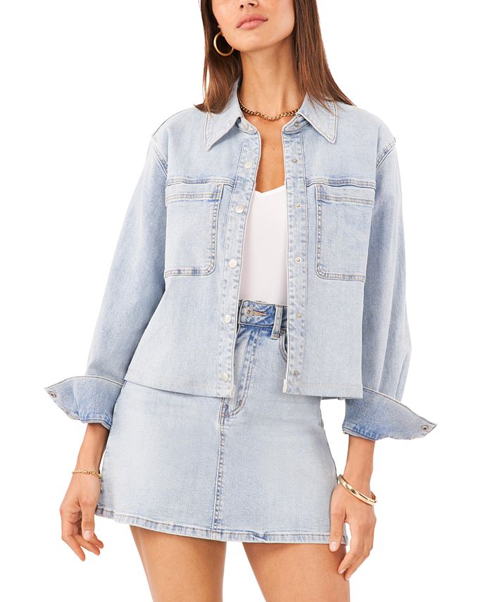 1.STATE Women's Cropped Front Pocket Denim Jacket - Macy's