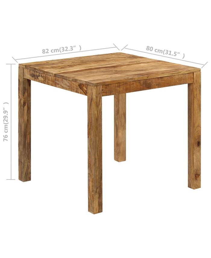 vidaXL Dining Table Solid Mango Wood 32.3"x31.5"x29.9" - Macy's