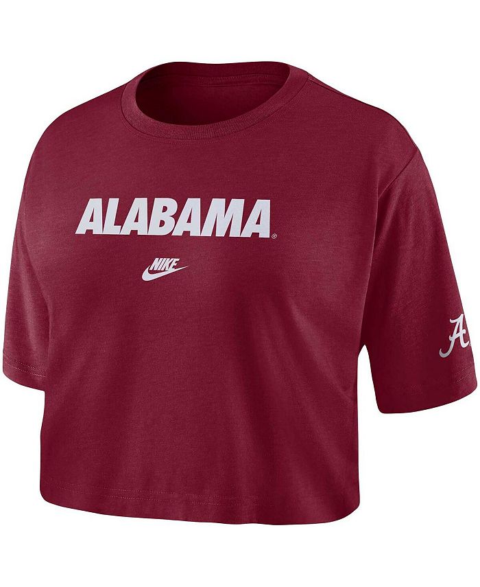 Nike Women's Crimson Alabama Crimson Tide Wordmark Cropped T-shirt - Macy's