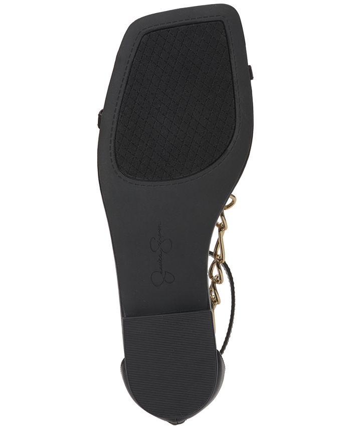 Jessica Simpson Women's Edgey Chain-Trim Flat Sandals - Macy's