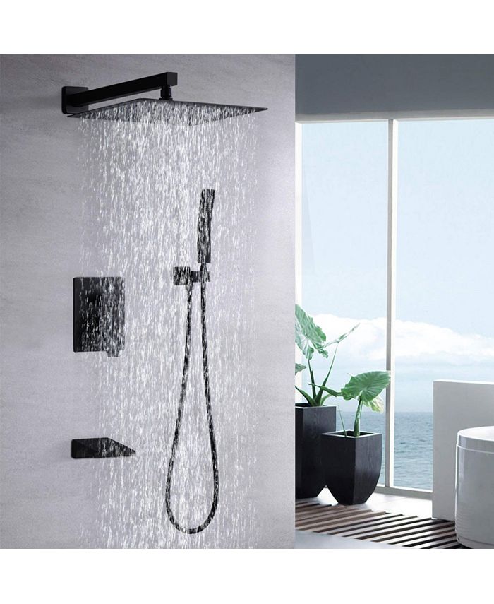 Simplie Fun 10 Inch Wall Mounted Rainfall Shower Head System Shower ...