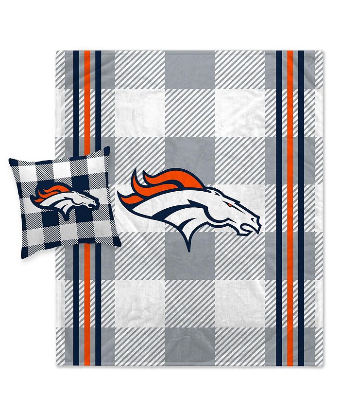 Pegasus Home Fashions Denver Broncos Gray Plaid Stripes Blanket and ...