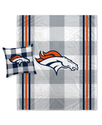 Pegasus Home Fashions Denver Broncos Gray Plaid Stripes Blanket and ...