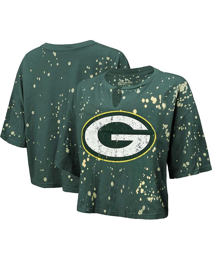 Majestic Women's Threads Green Distressed Green Bay Packers Bleach ...