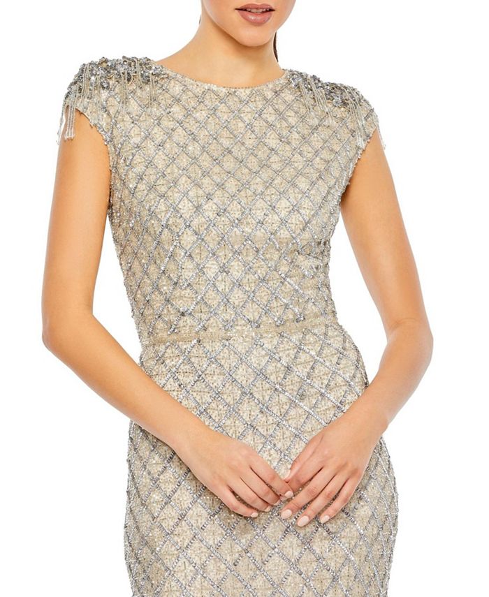 Mac Duggal Women's Embellished Crystal Cap Sleeve Column Gown - Macy's