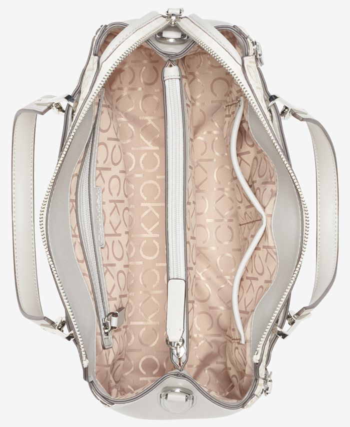 Calvin Klein Garnet Signature Triple Compartment Top Zipper Satchel ...