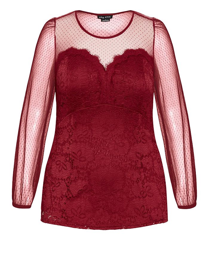 City Chic Plus Size Lace Party Top Macys