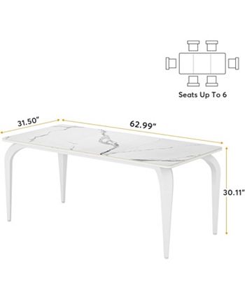 Tribesigns Tribe signs Marble Dining Table, 63" Modern White Sintered ...