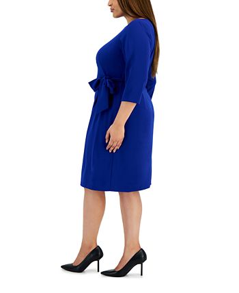 Tahari Plus Size Side-Tie 3/4-Sleeve Sheath Dress - Macy's