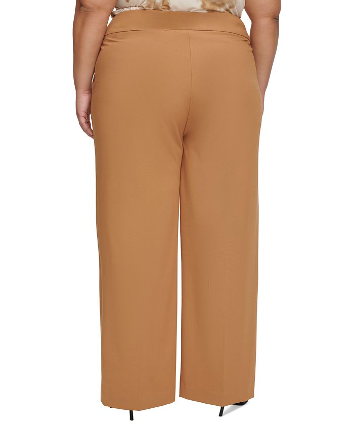 Calvin Klein Plus Size High-Rise Wide-Leg Lux Pants - Macy's