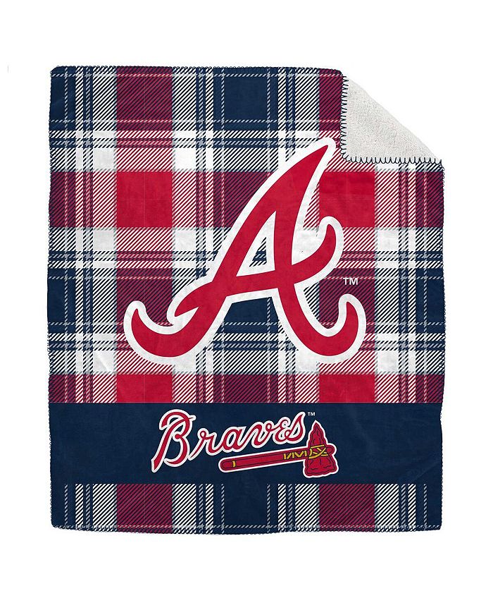 Pegasus Home Fashions Atlanta Braves 50" x 60" Plaid Flannel Sherpa ...
