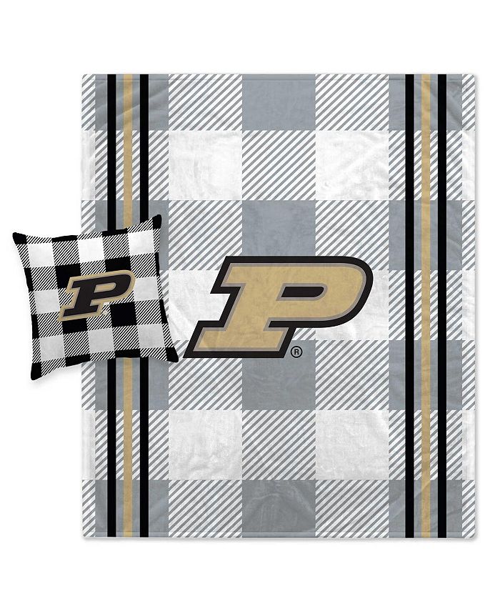 Pegasus Home Fashions Purdue Boilermakers Gray Plaid Stripes Blanket ...