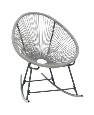 Outdoor Rocking Moon Chair Gray Poly Rattan - Macy's