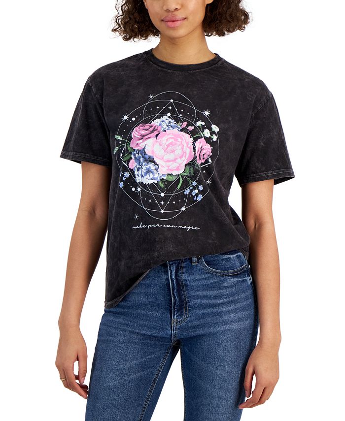 Rebellious One Juniors' Cotton Roses Boyfriend Tee - Macy's