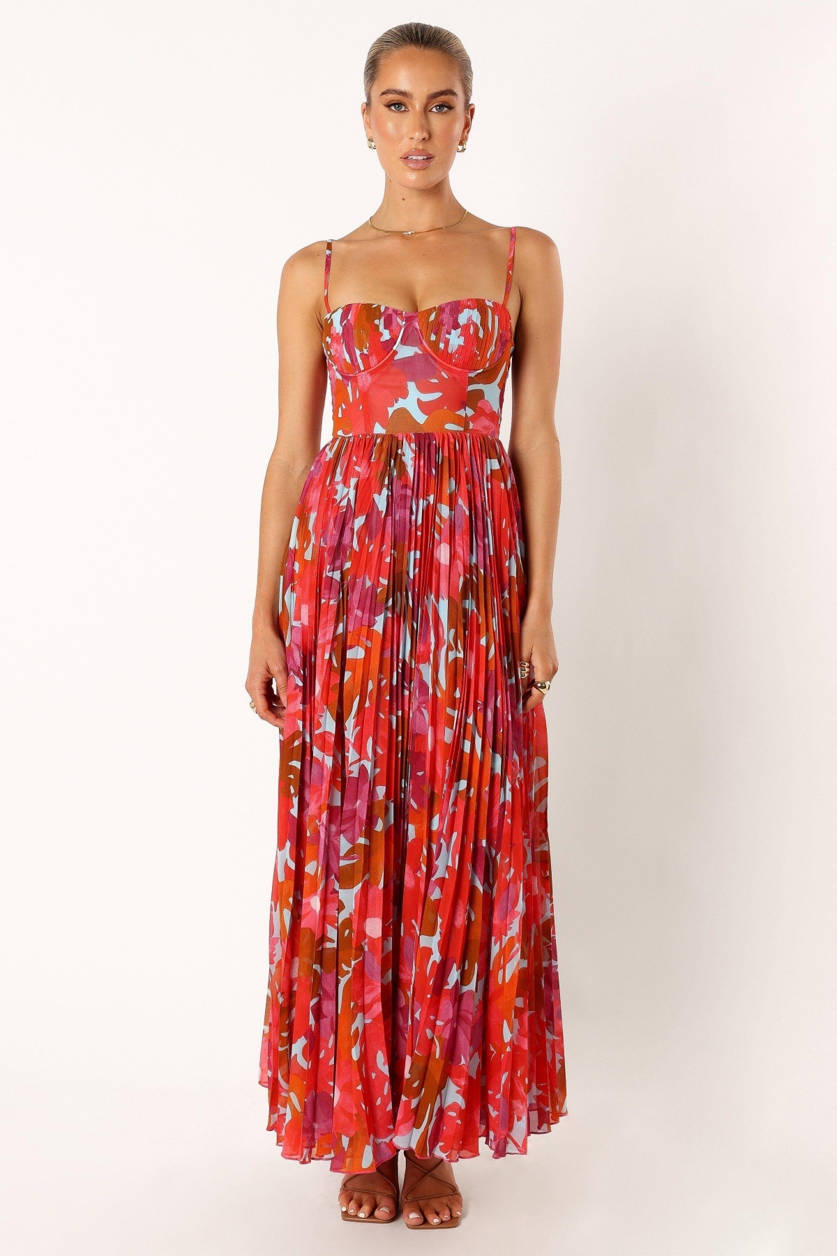 Click here for Achanti Pleated Maxi Womens Dress - Pink azalea prices