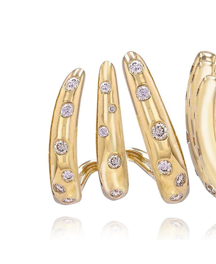 Alev Jewelry AJ by ALEV Three Waves Scattered White Topaz Wrap Earrings ...