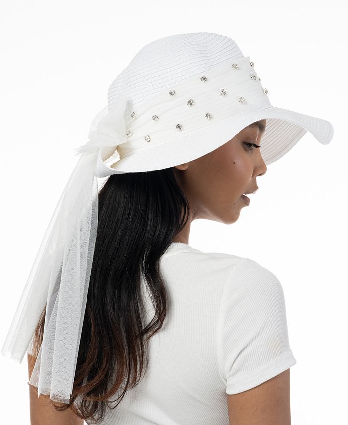 Bellissima Millinery Collection Women's Rhinestone Bow Panama Hat - Macy's
