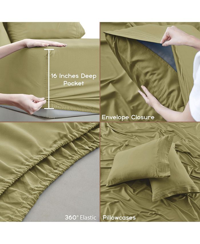 LDC Lux Decor Collection Lux Decor Collection 6 Piece Solid Bed Sheets ...