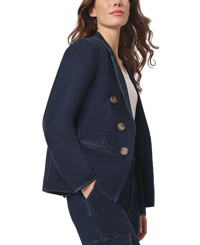 Jones New York Women's Denim Faux Double-Breasted Blazer - Macy's